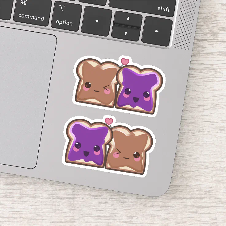 Peanut Butter and Jelly BBF's Kawaii Stickers | Zazzle