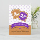 Peanut Butter and Jelly Birthday Party Invitation | Zazzle