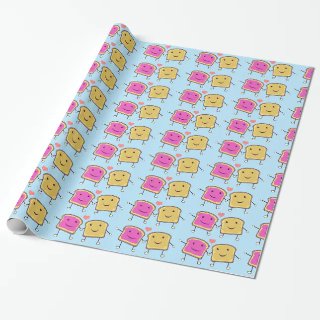 Peanut Butter and Jelly Pals Wrapping Paper | Zazzle