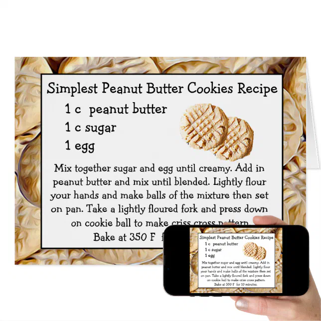 Peanut Butter Cookie Recipe Card | Zazzle