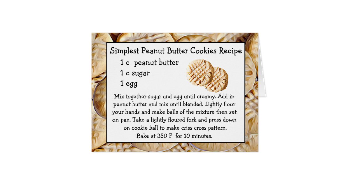 Peanut Butter Cookie Recipe Card | Zazzle
