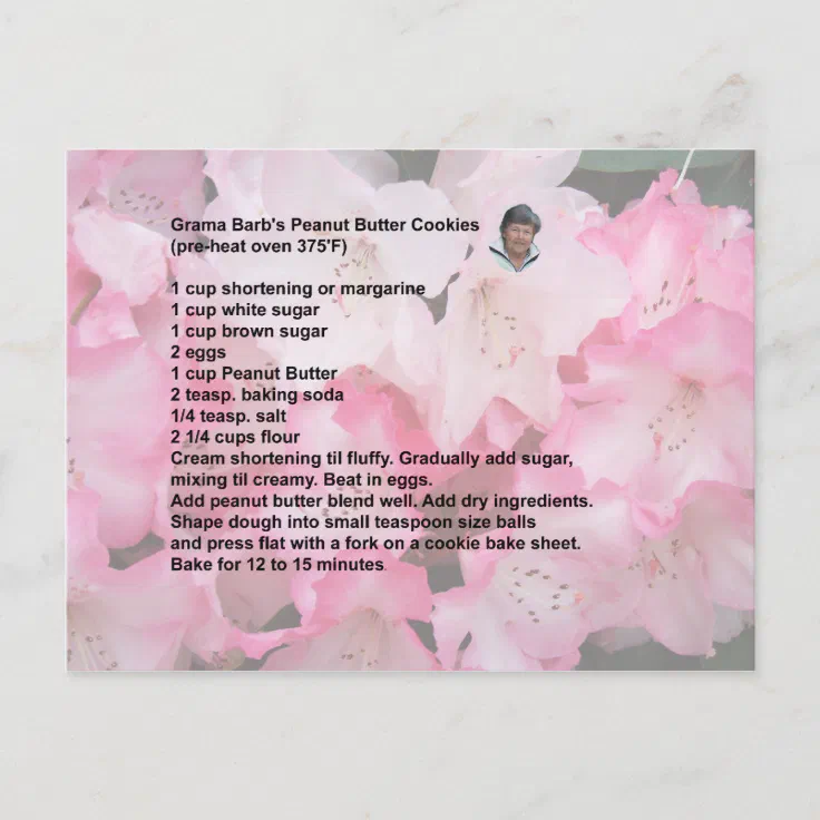 Peanut Butter Cookie Recipe postcard | Zazzle