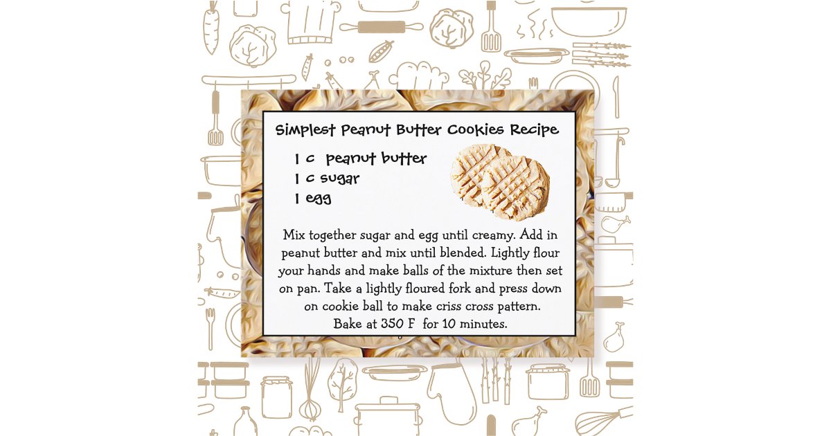 Peanut Butter Cookies Recipe Card Postcard | Zazzle