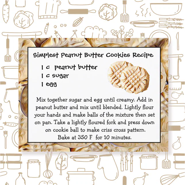 Peanut Butter Cookies Recipe Card Postcard | Zazzle