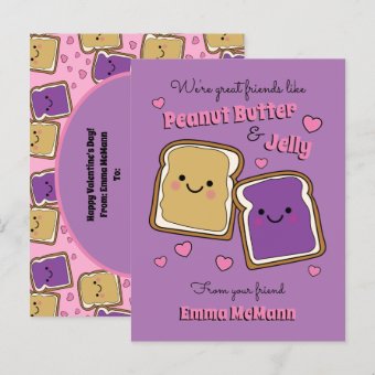 Peanut Butter Jelly Classroom Valentine PBJ Card | Zazzle