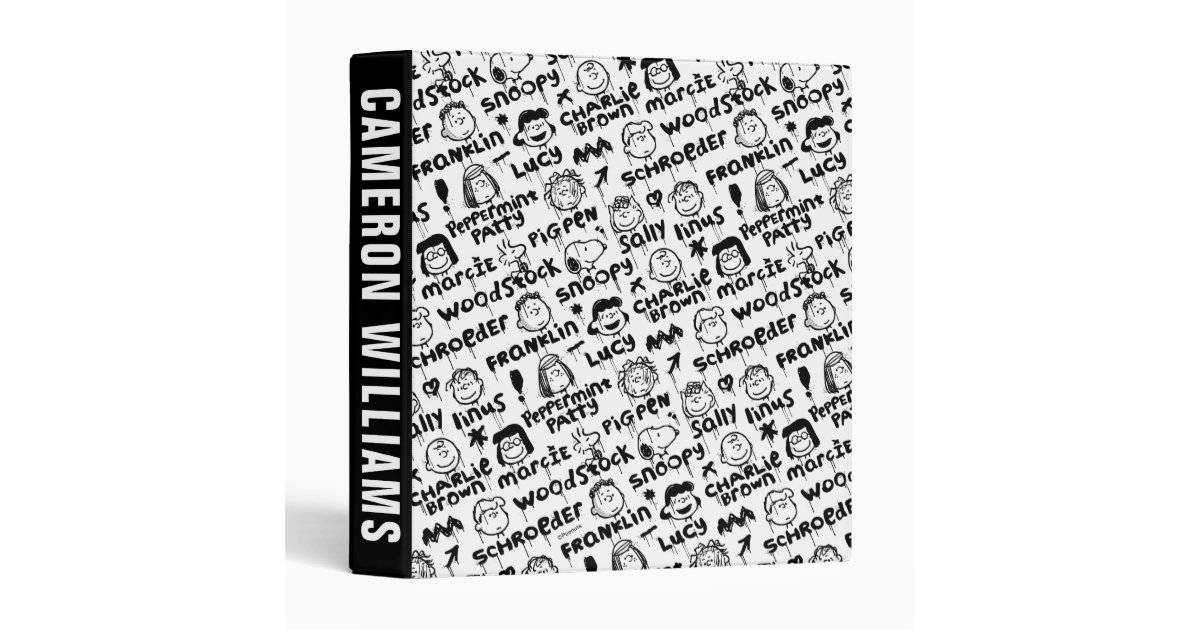 Peanut Characters Graffiti Pattern 3 Ring Binder | Zazzle