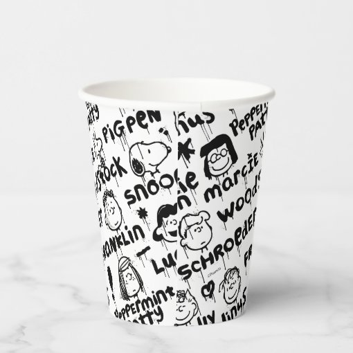 Peanut Characters Graffiti Pattern Paper Cups | Zazzle