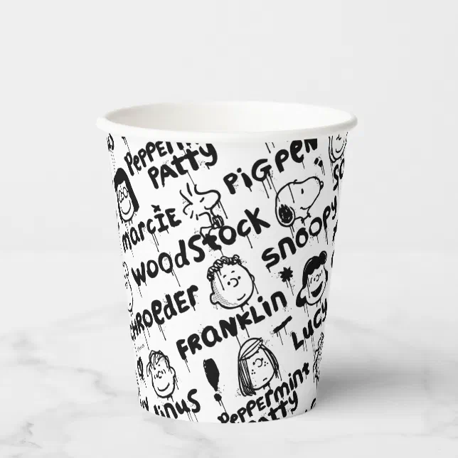 Peanut Characters Graffiti Pattern Paper Cups | Zazzle