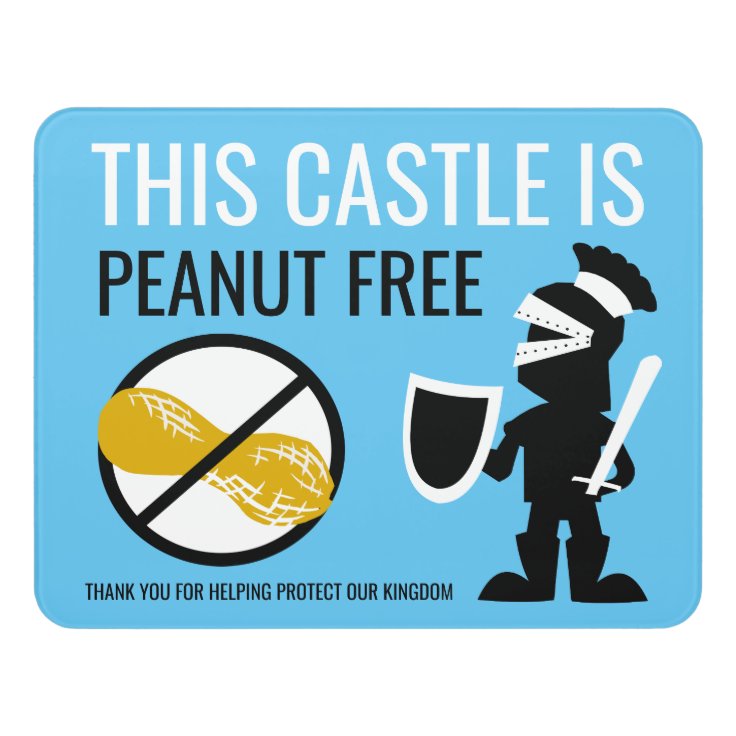 Peanut Free Area Kids Knight No Nuts Allowed Door Sign | Zazzle