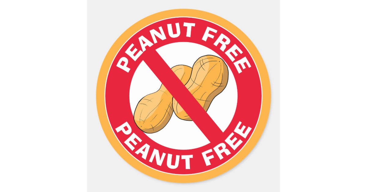 Peanut Free Caution Sticker | Zazzle