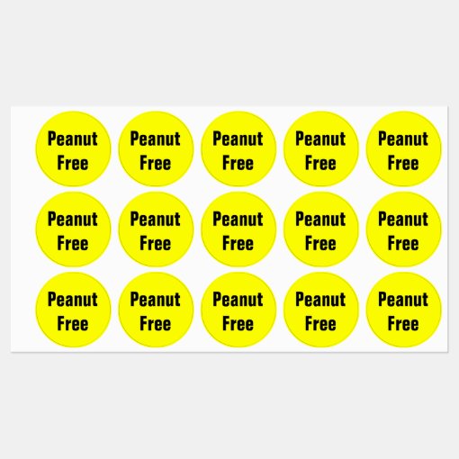 Peanut Free Food Allergy Restaurant School Labels | Zazzle