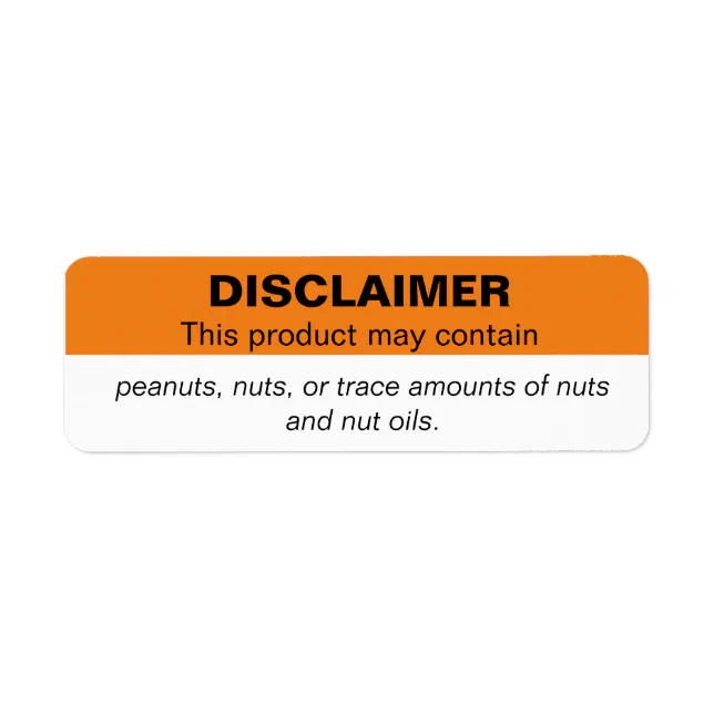 Peanut/Nut Disclaimer Vending Label Sticker | Zazzle