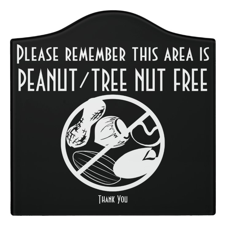 Peanut Tree Nut Free Area Nut Free Zone Custom Door Sign | Zazzle