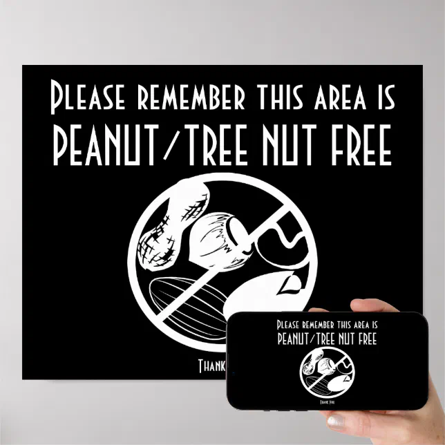 Peanut Tree Nut Free Area Nut Free Zone Poster | Zazzle