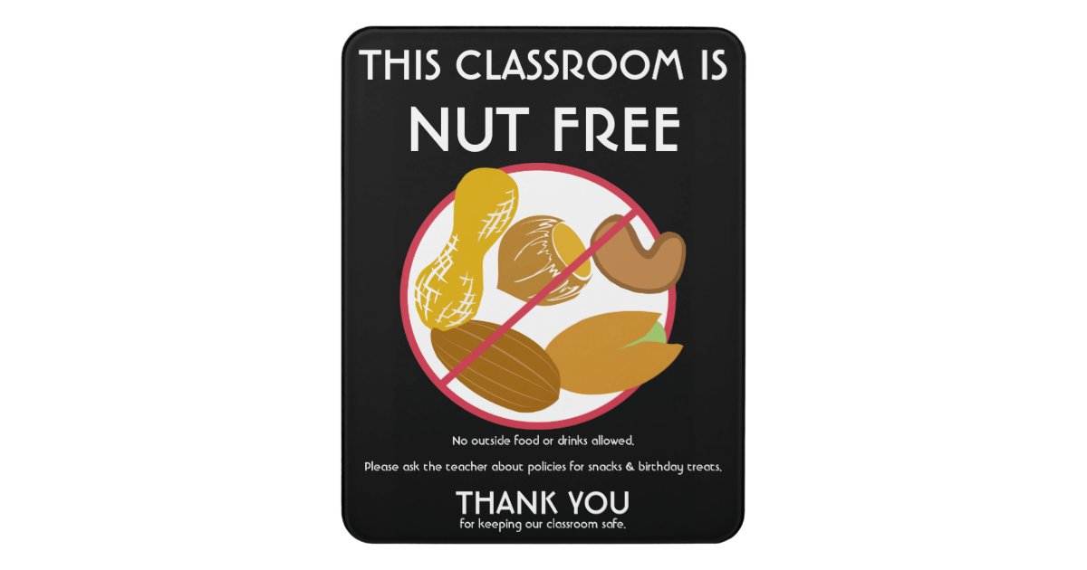 Peanut Tree Nut Free Classroom School Personalized Door Sign | Zazzle