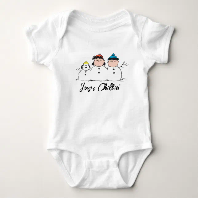 Peanuts | 3 Person Snowman Baby Bodysuit | Zazzle