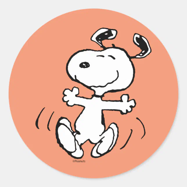 Peanuts | A Snoopy Happy Dance Classic Round Sticker | Zazzle