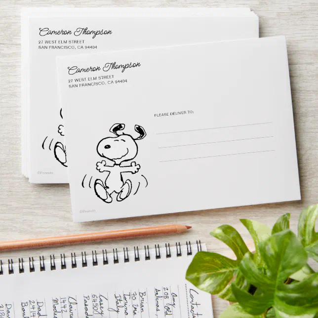 Peanuts | A Snoopy Happy Dance Envelope | Zazzle