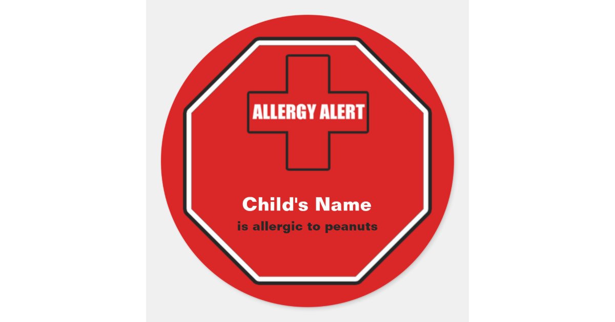 Peanuts Allergy Medical Alert Custom Std Sticker | Zazzle