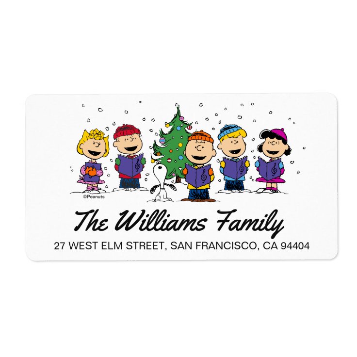 Peanuts | Around the Christmas Tree Label | Zazzle