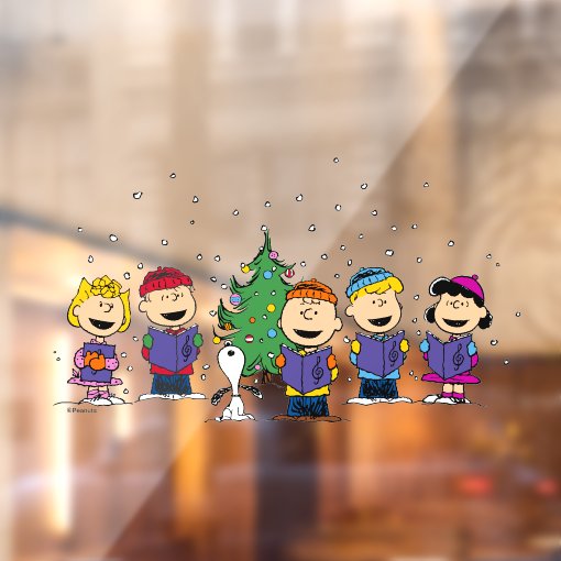 Peanuts | Around the Christmas Tree Window Cling | Zazzle