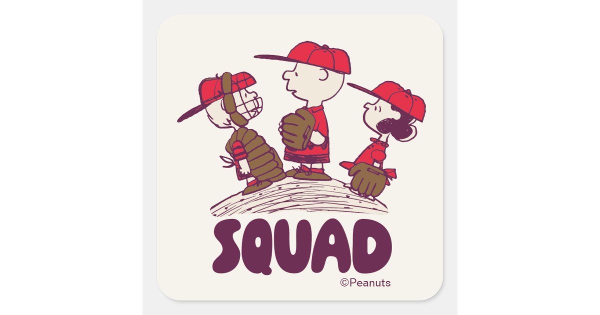 Peanuts | Baseball Squad Square Sticker | Zazzle