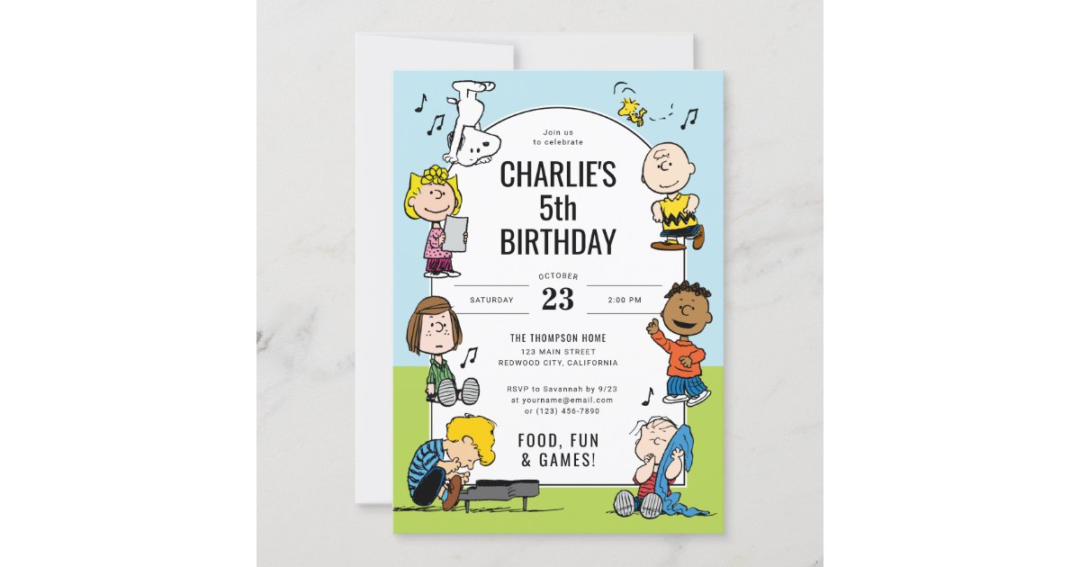 Peanuts Character Fun Birthday Collage Invitation | Zazzle