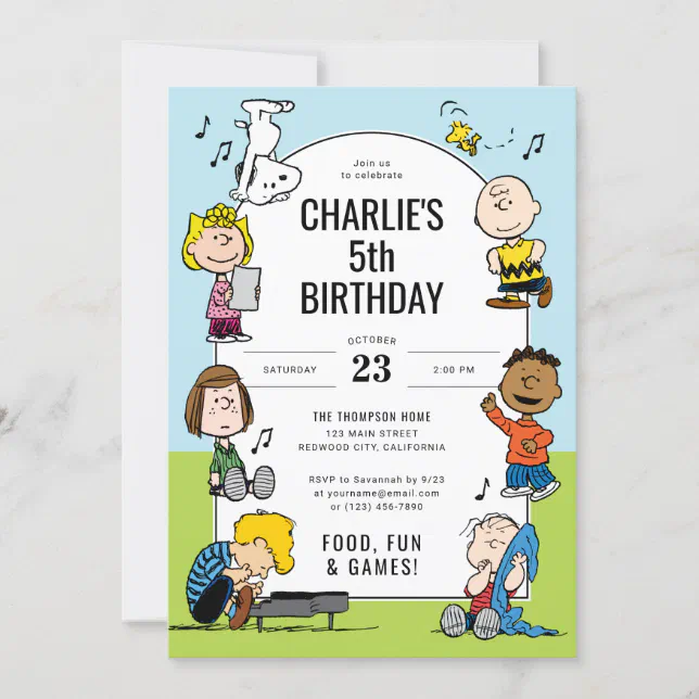 Peanuts Character Fun Birthday Collage Invitation | Zazzle