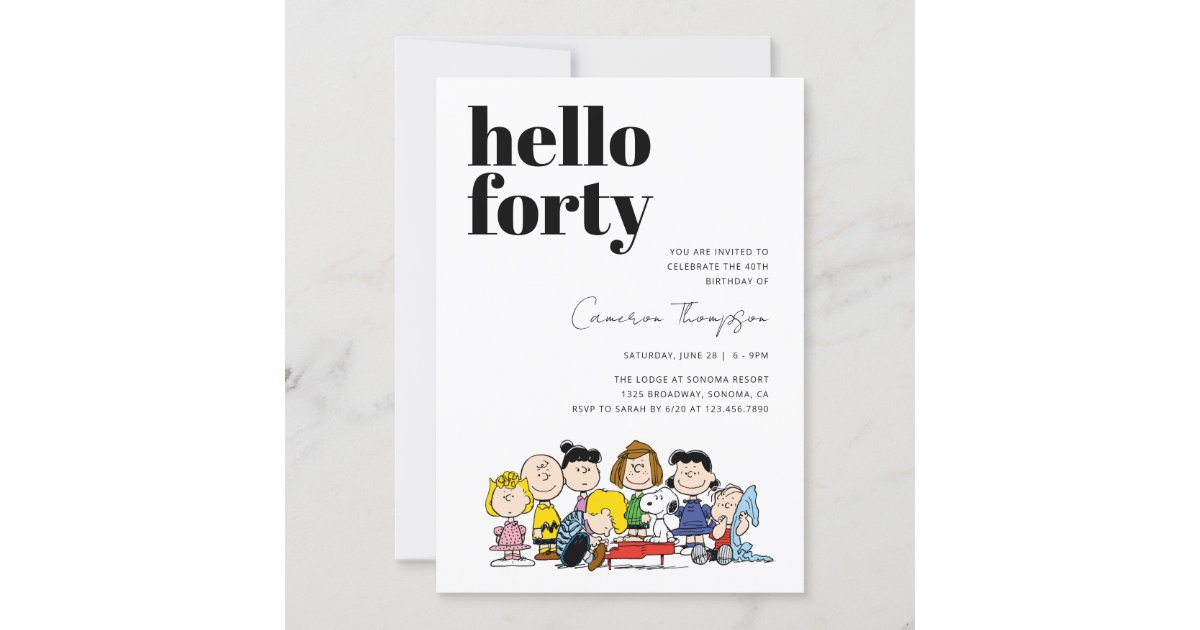Peanuts Characters - 40th Birthday Invitation | Zazzle
