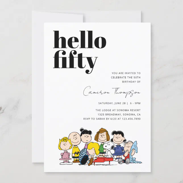 Peanuts Characters - 50th Birthday Invitation | Zazzle
