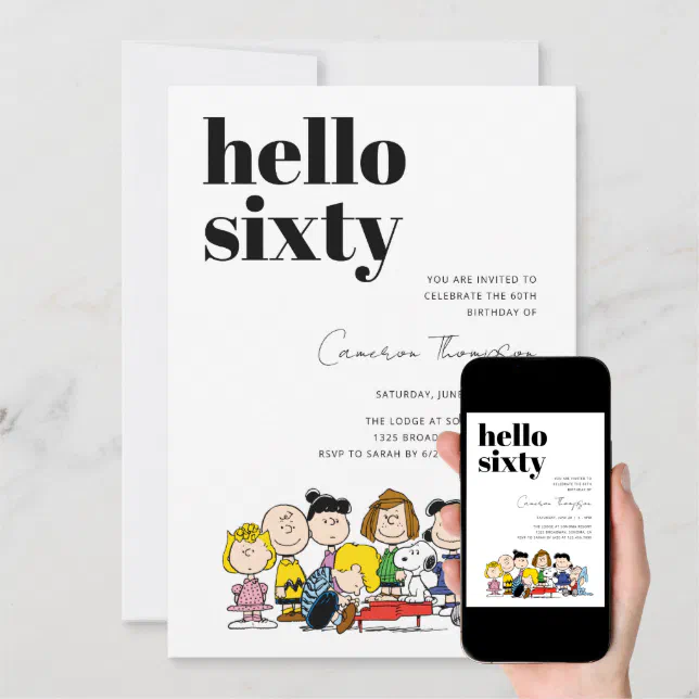 Peanuts Characters - 60th Birthday Invitation | Zazzle