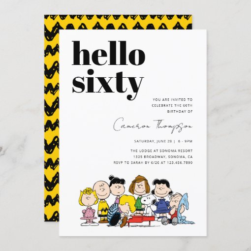 Peanuts Characters - 60th Birthday Invitation | Zazzle