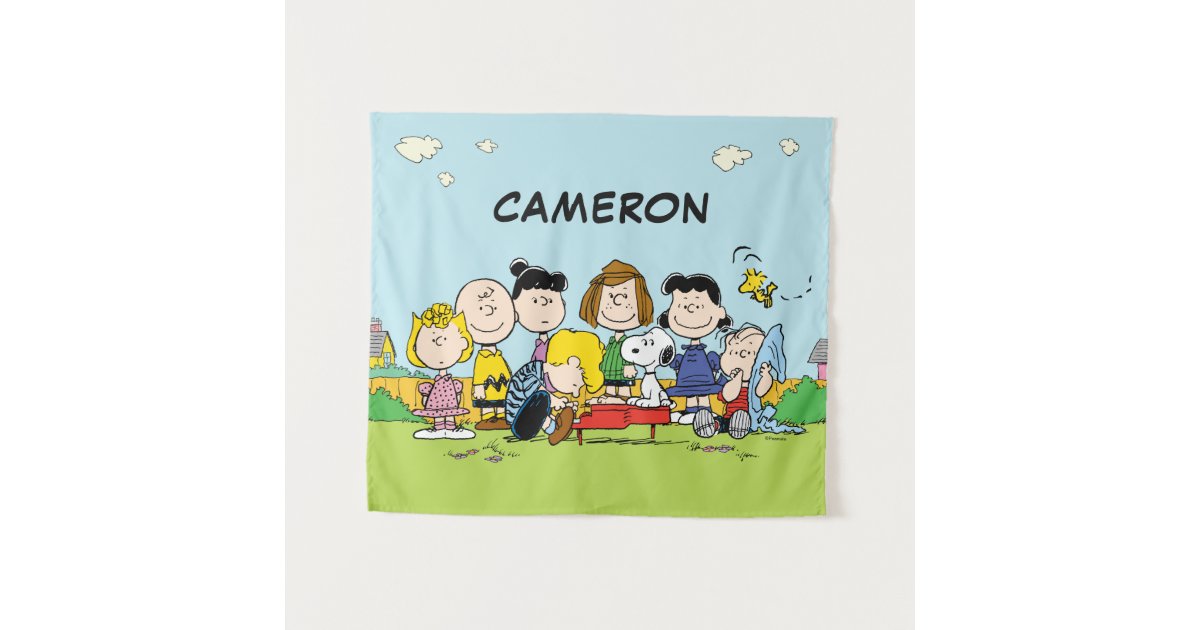 Peanuts | Charlie Brown and Gang | Add Your Name Tapestry | Zazzle