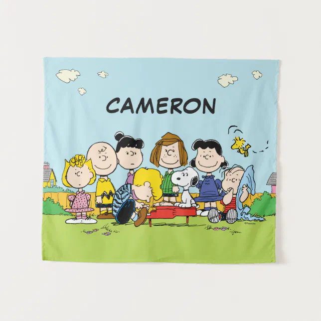 Peanuts | Charlie Brown and Gang | Add Your Name Tapestry | Zazzle