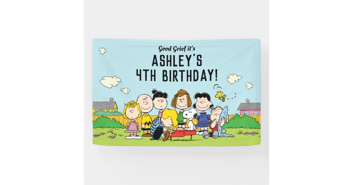 Peanuts | Charlie Brown and Gang Birthday Banner | Zazzle