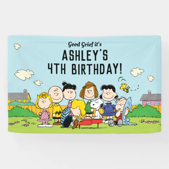 Peanuts | Charlie Brown and Gang Birthday Banner | Zazzle