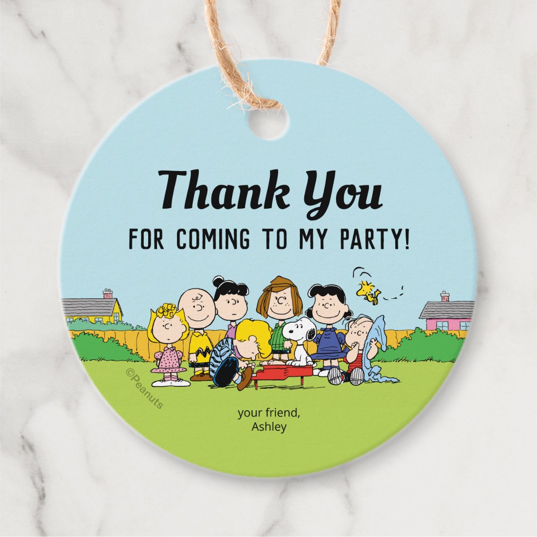 Peanuts | Charlie Brown and Gang Birthday Favor Tags | Zazzle