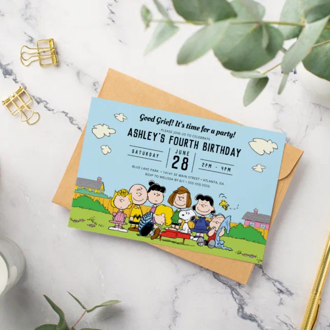 Peanuts | Charlie Brown and Gang Birthday Invitation | Zazzle