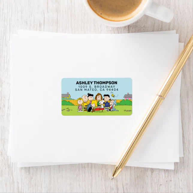 Peanuts | Charlie Brown and Gang Birthday Label | Zazzle