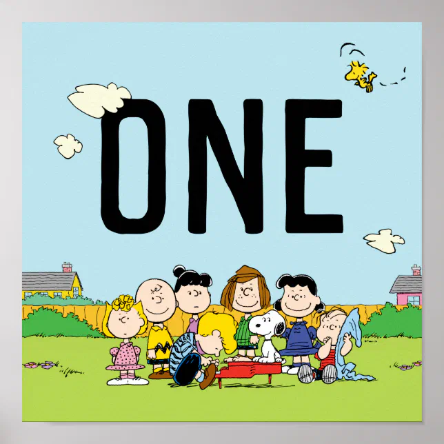 Peanuts | Charlie Brown and Gang Birthday - One Poster | Zazzle