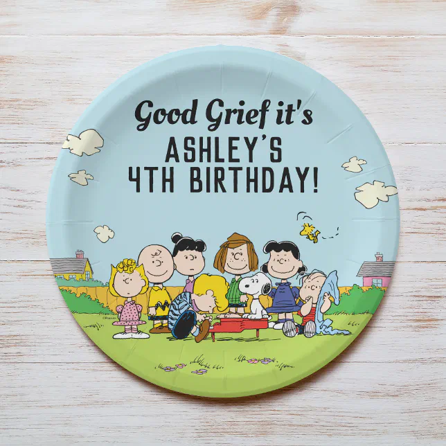 Peanuts | Charlie Brown and Gang Birthday Paper Plates | Zazzle