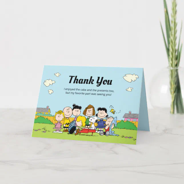 Peanuts | Charlie Brown and Gang Birthday Thank You Card | Zazzle