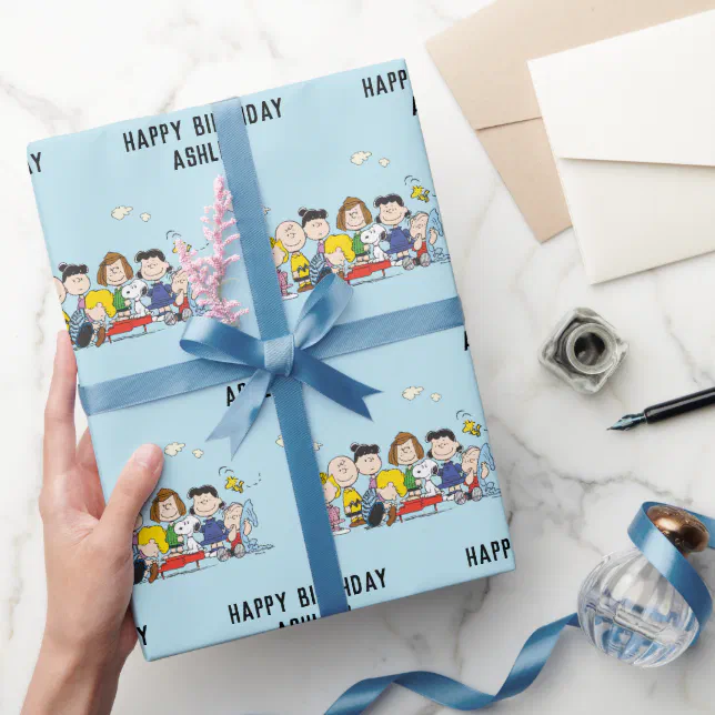 Peanuts | Charlie Brown and Gang Birthday Wrapping Paper | Zazzle