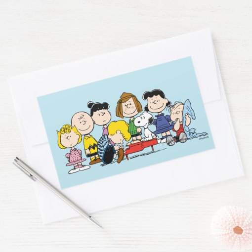 Peanuts | Charlie Brown and Gang Rectangular Sticker | Zazzle