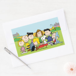 Peanuts | Charlie Brown and Gang Rectangular Sticker | Zazzle
