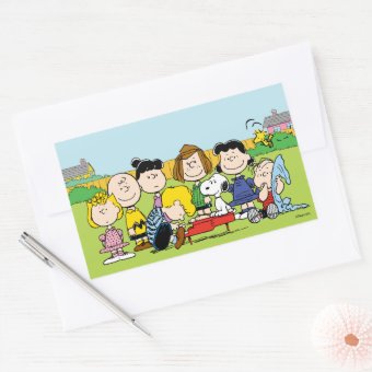 Peanuts | Charlie Brown and Gang Rectangular Sticker | Zazzle
