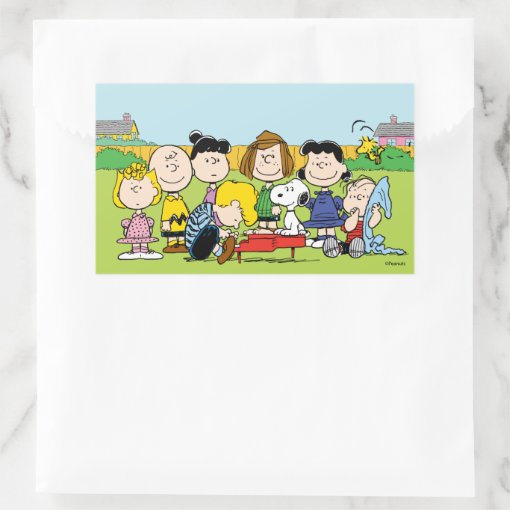 Peanuts | Charlie Brown and Gang Rectangular Sticker | Zazzle