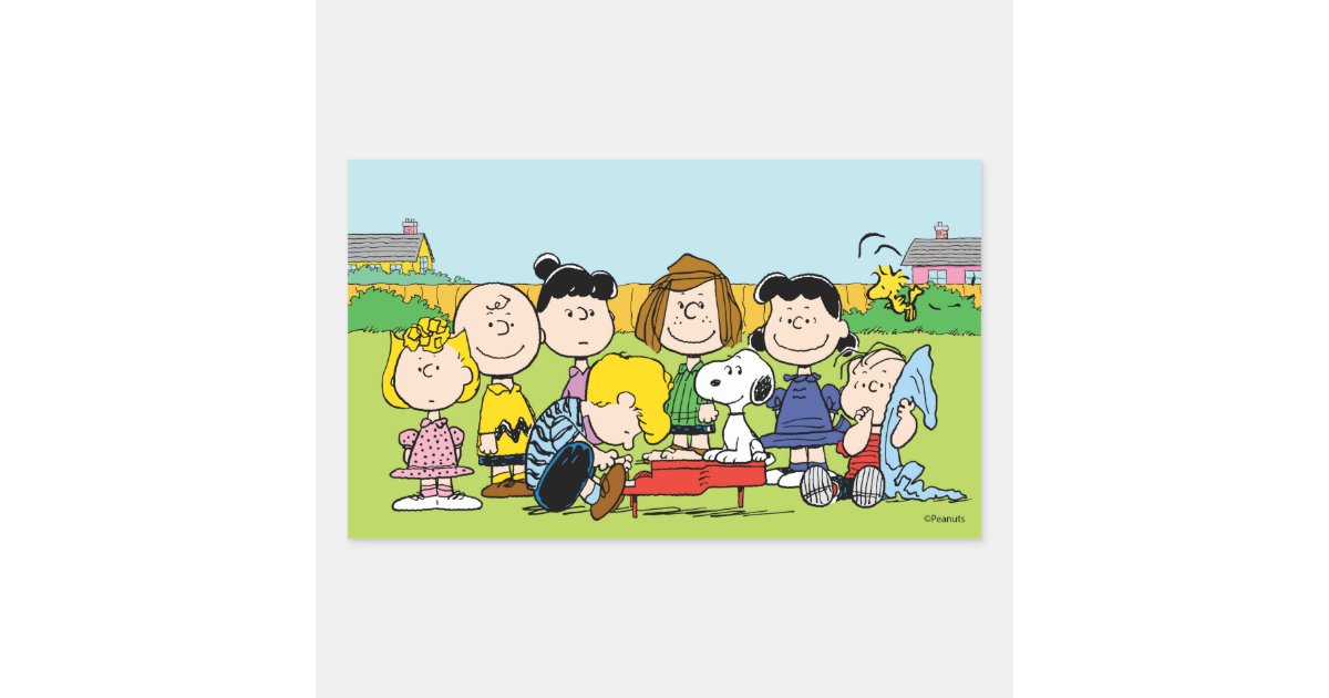 Peanuts | Charlie Brown and Gang Rectangular Sticker | Zazzle