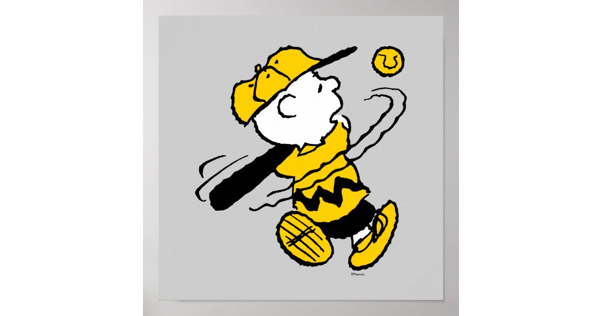 Peanuts | Charlie Brown at Bat Poster | Zazzle