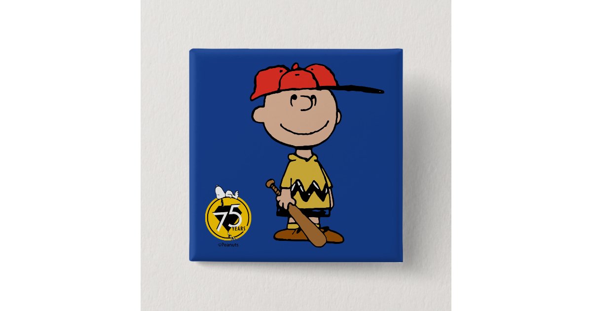 Peanuts | Charlie Brown Baseball Smile Button | Zazzle